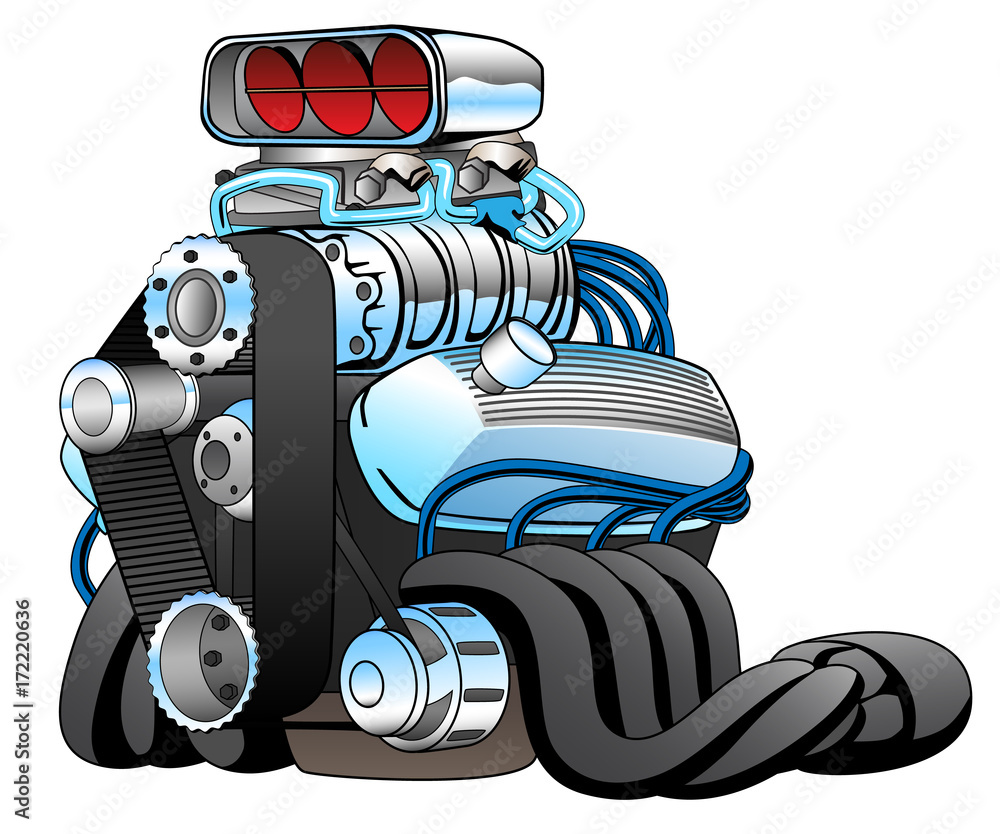 Hot Rod Race Car Engine Cartoon Vector Illustration Stock Vector ...