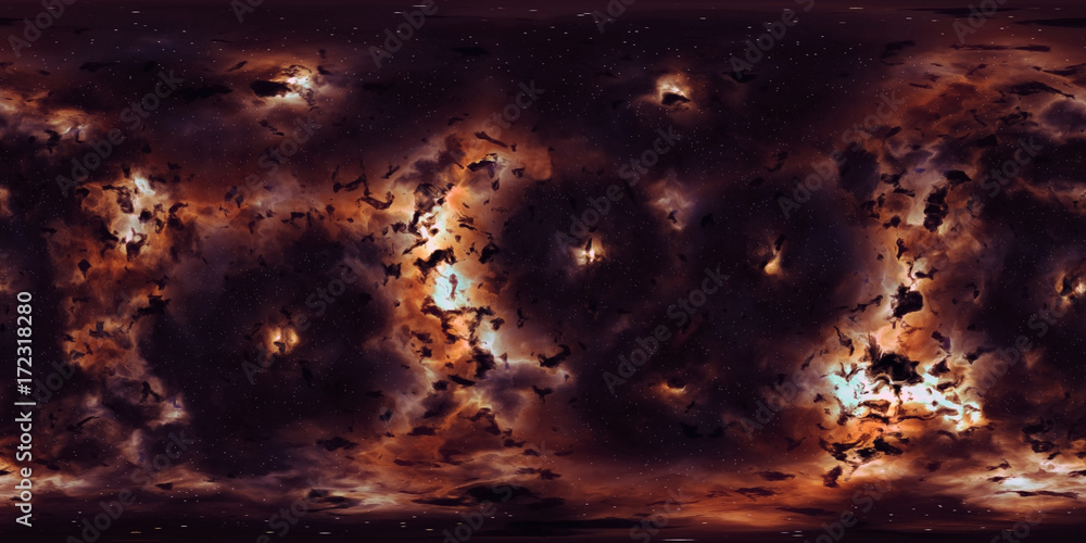 Deep space, stars and nebula, 360 degrees panorama, HDRI high ...