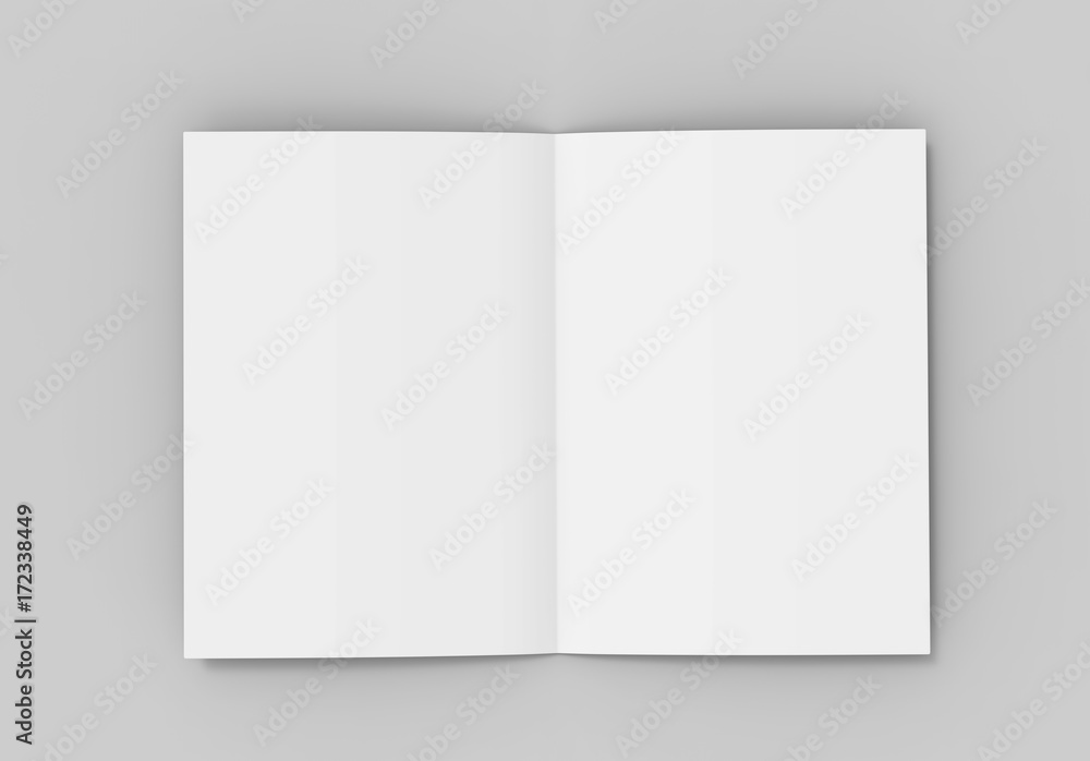 A3 half-fold brochure blank white template for mock up and presentation design. 3d illustration ...