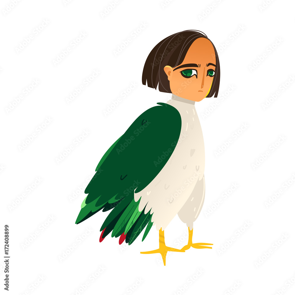 Harpy, storm goddess from ancient Greek mythology, flat cartoon vector ...