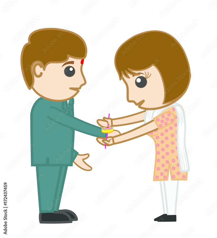 Rakhi Festival - Cartoon Characters Vector Stock Vector | Adobe Stock