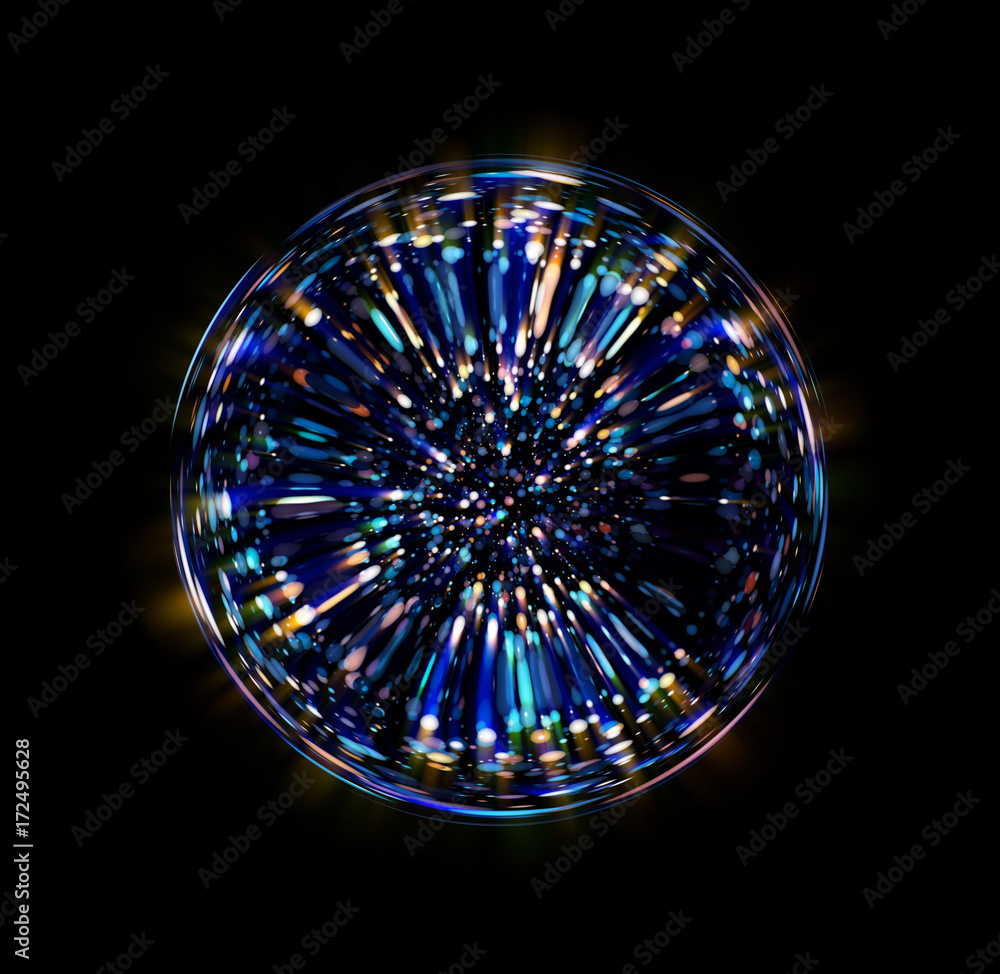 Abstract background. 3d atom model. Elegant glowing circle. Light ring ...