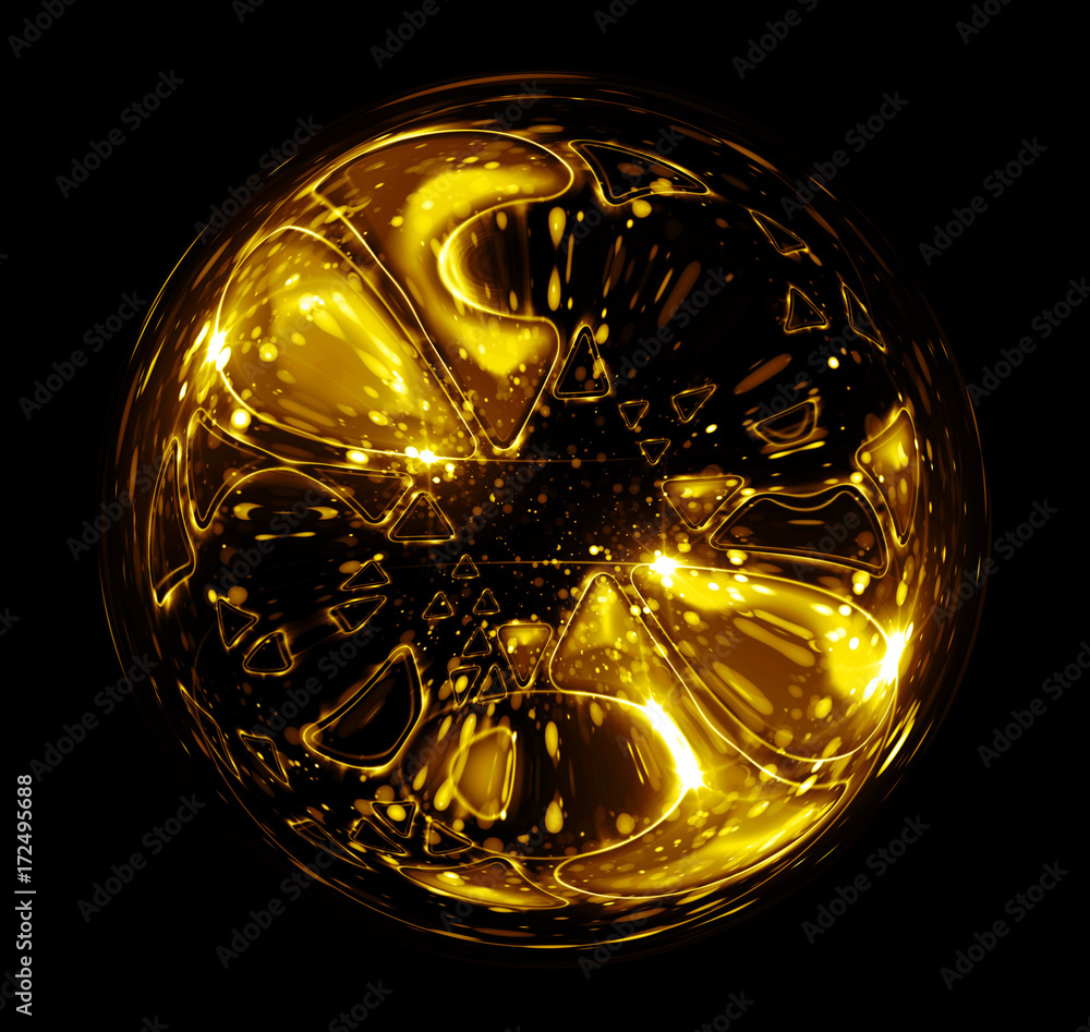 Abstract background. 3d atom model. Elegant glowing circle. Light ring ...