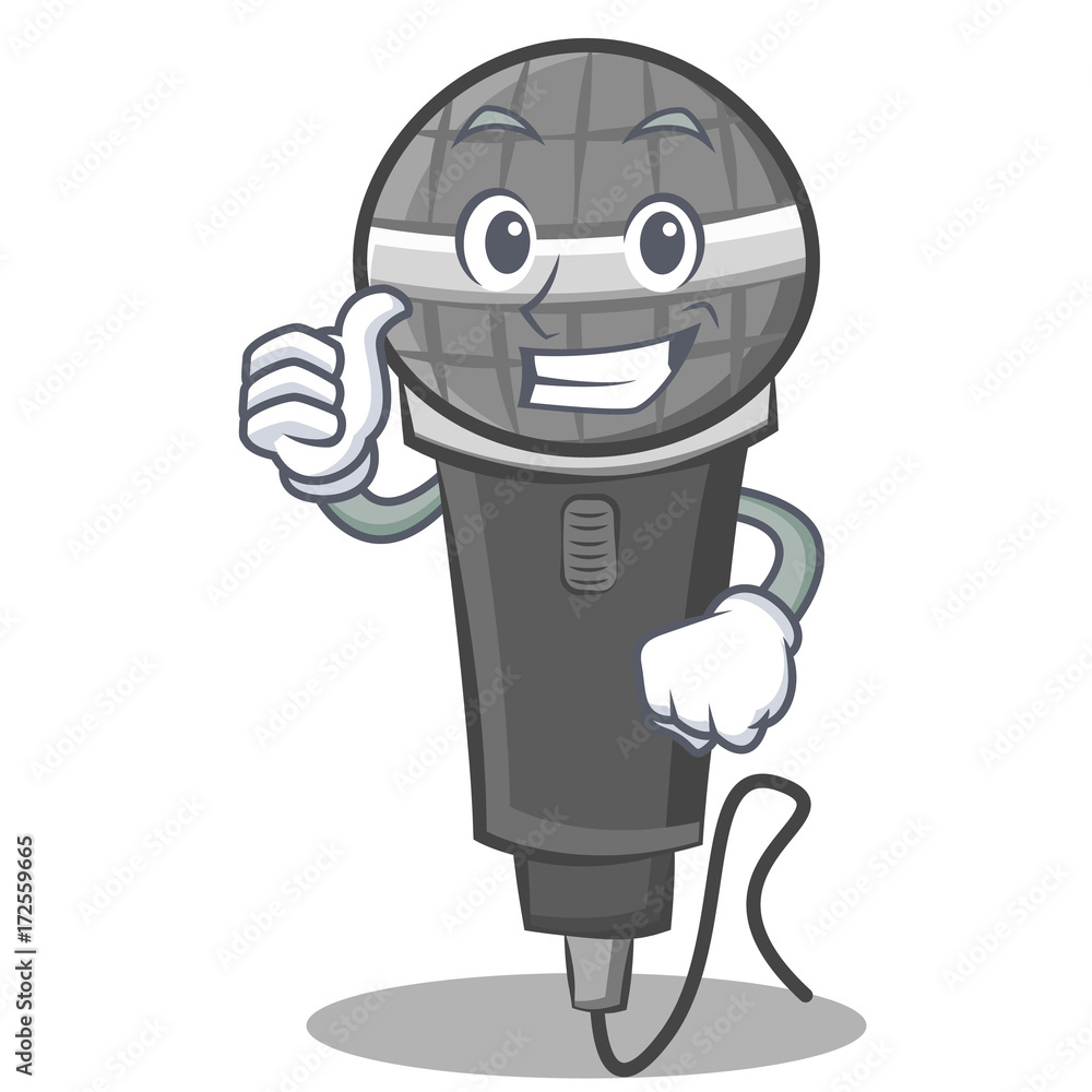 Thumbs up microphone cartoon character design Stock Vector | Adobe Stock