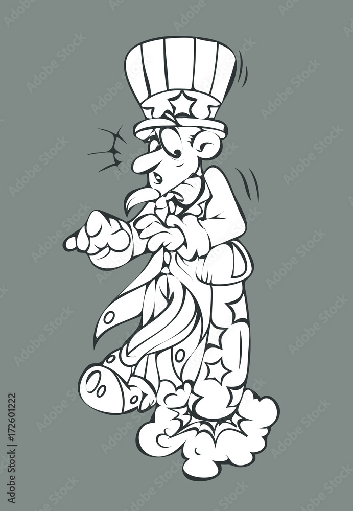 Scared Uncle Sam Vector Drawing Stock Vector | Adobe Stock