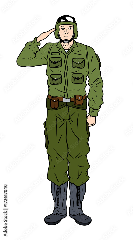 Cartoon Soldier Saluting - clip-art vector illustration 素材庫向量圖 | Adobe ...