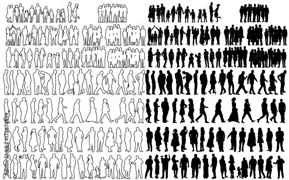 silhouette, sketch people collection Stock Vector | Adobe Stock
