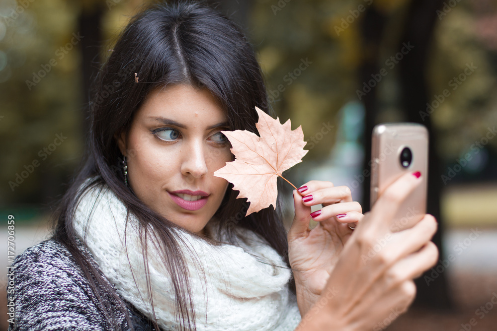 Autumn selfie Stock Photo | Adobe Stock