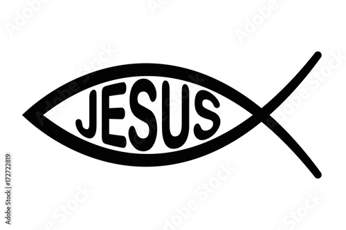 Jesus fish symbol. Sign of the fish, a symbol of Christian art with ...