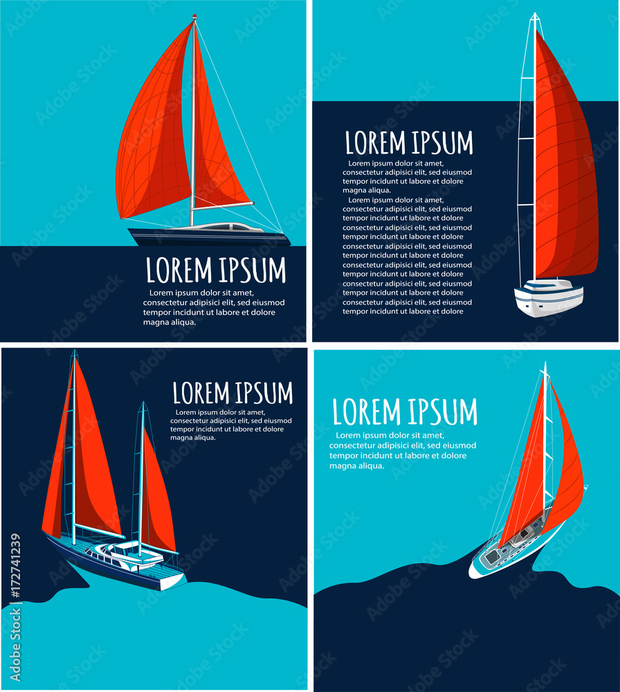 Yacht club flyer design with sail boat Stock Vector | Adobe Stock