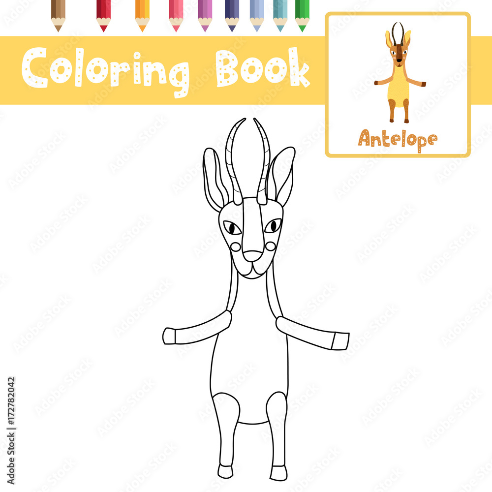 Coloring page of African animal antelope standing on two legs animals ...