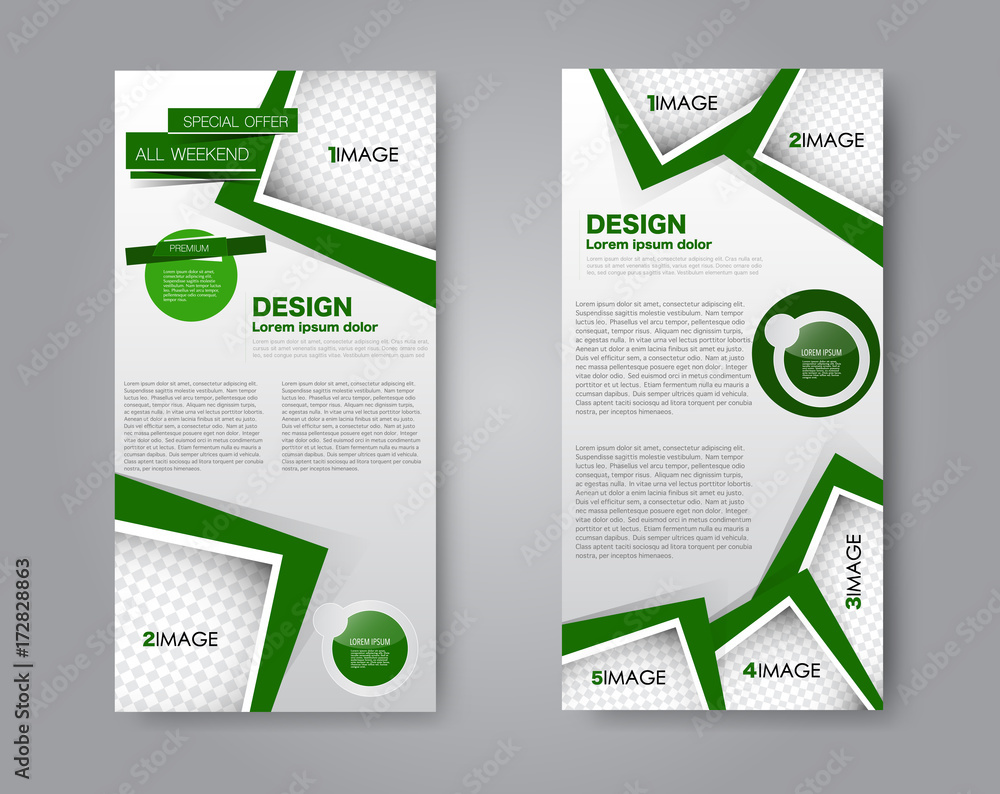 Skinny flyer or leaflet design. Set of two side brochure template or ...