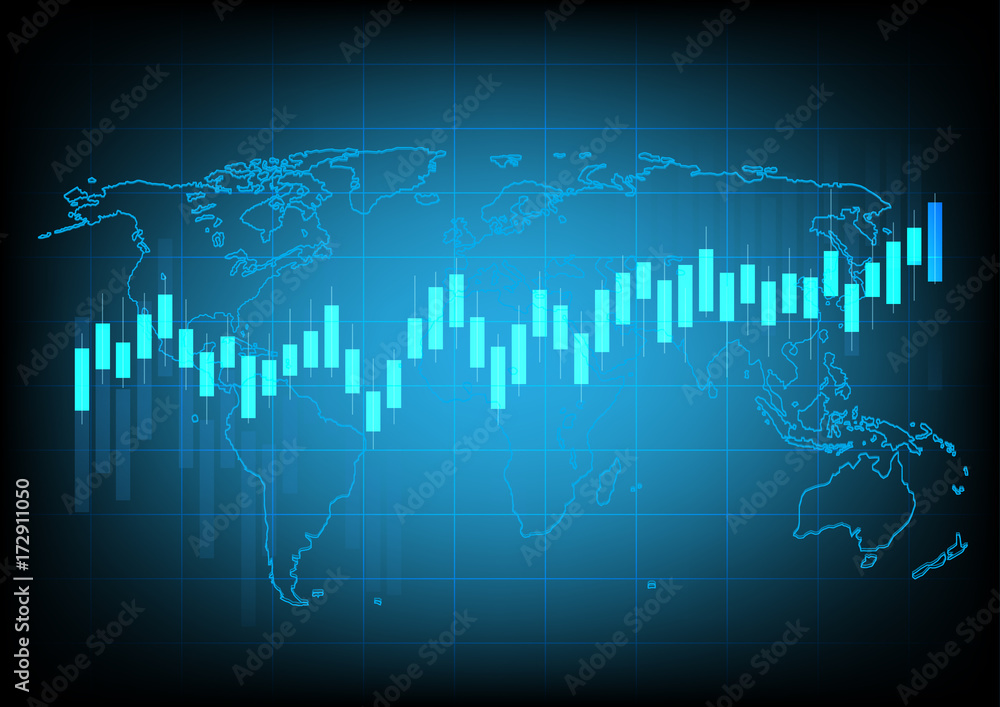 Business chart with uptrend line graph chart and stock numbers in bull ...