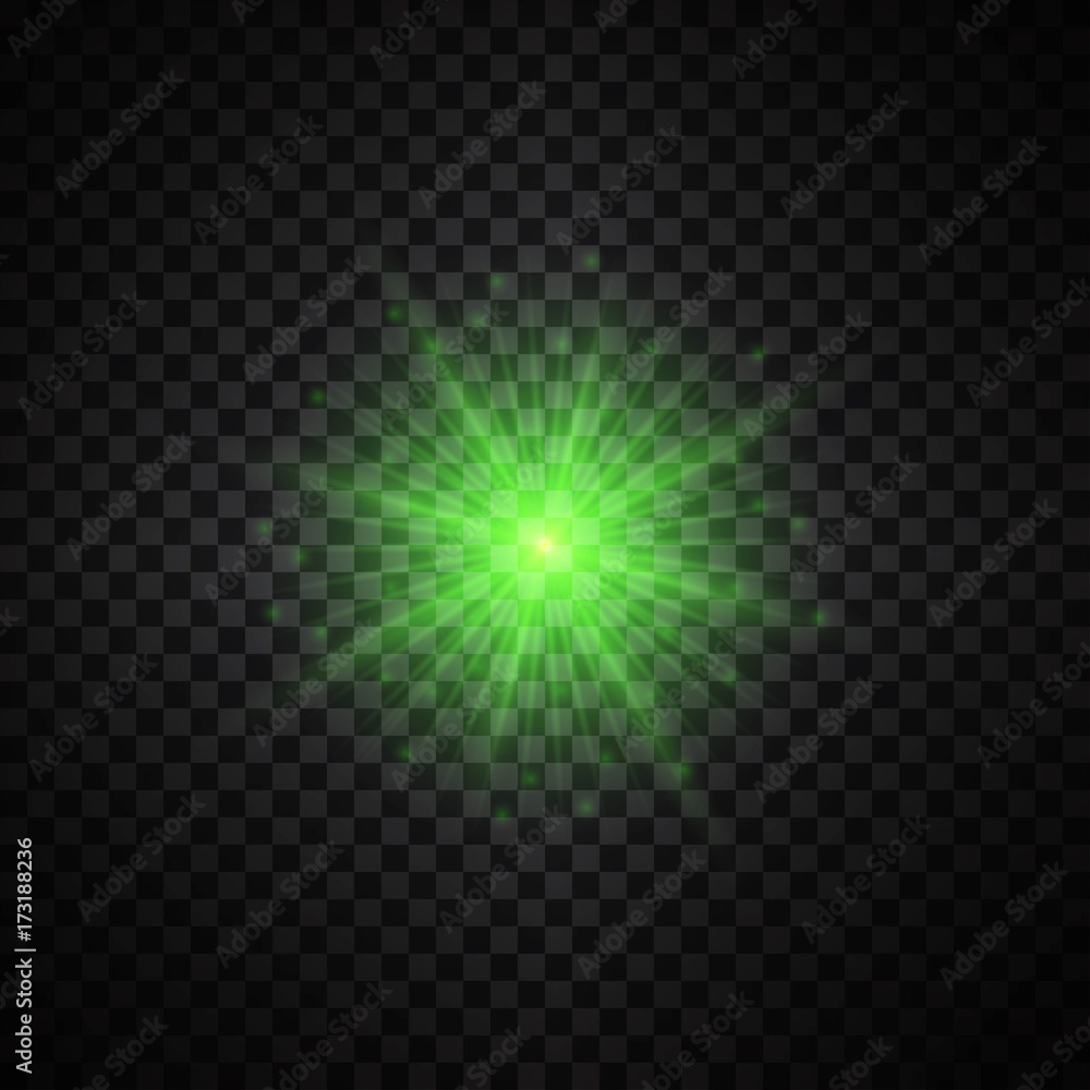 Vector Green Glowing Lights On Transparent Background Special Effect