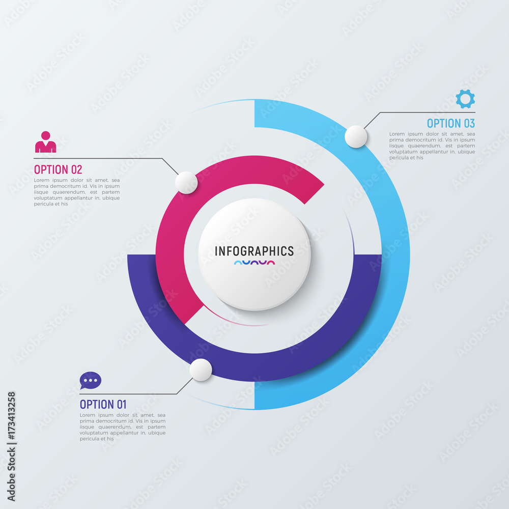 Vector circle chart infographic template for data visualization. 3 ...