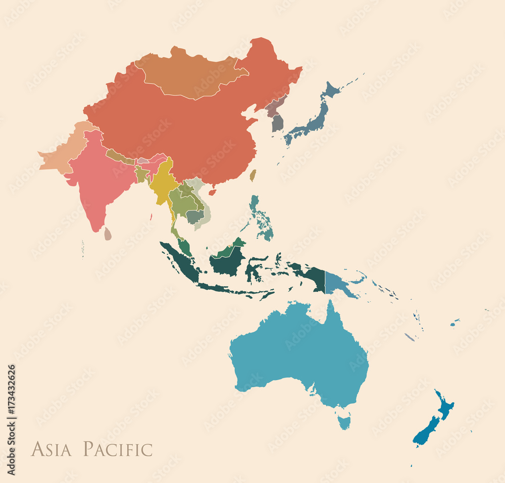 Map of Asia Pacific Stock Vector | Adobe Stock