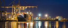 Seaport At Night Free Stock Photo - Public Domain Pictures
