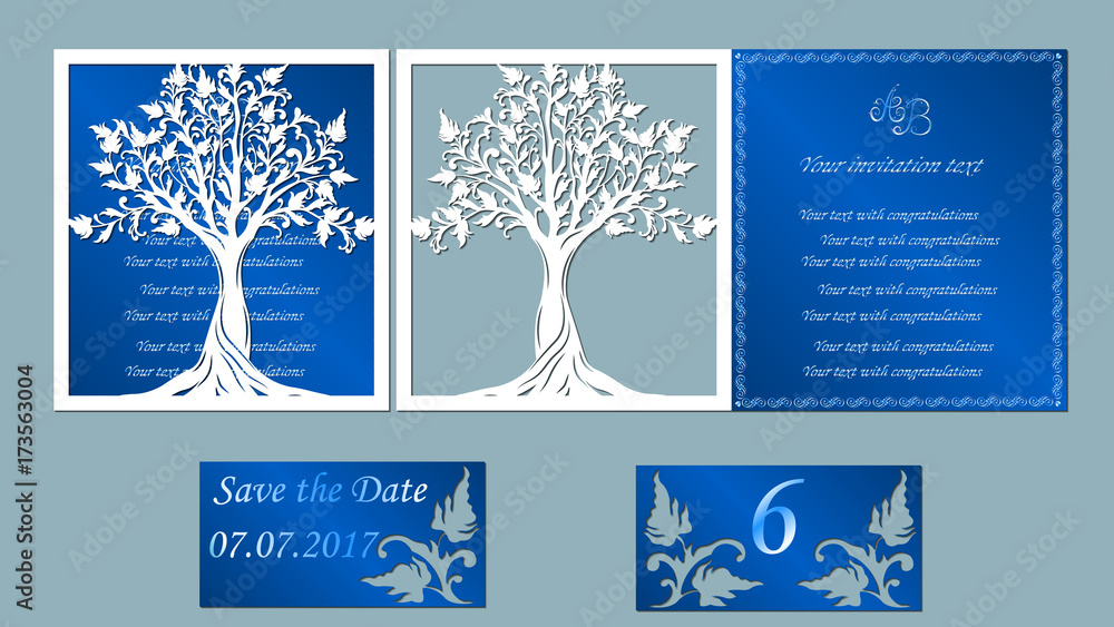 Vector illustration Postcard. Invitation and greeting card the trees ...