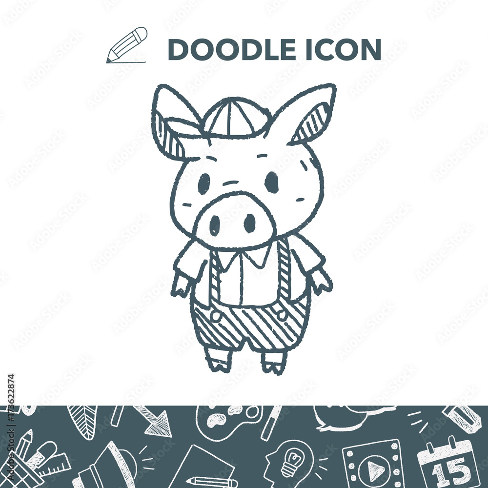 three little pigs doodle Stock Vector | Adobe Stock