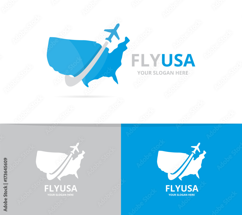 Vector of usa and plane logo combination. America and travel symbol or ...
