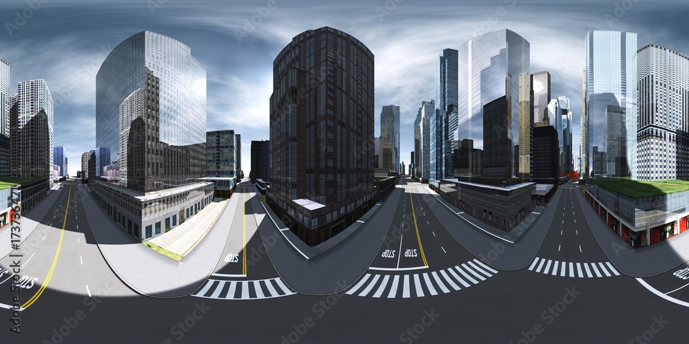 HDRI. Cityscape. Environment map. Equirectangular projection. Spherical ...