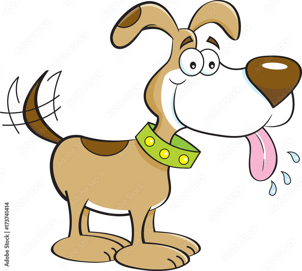 Cartoon illustration of a dog with it's tongue out. Stock Vector ...