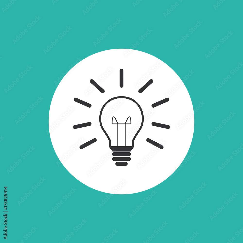 Glühbirne mit Strahlen - Icon, Symbol, Piktogramm, Bildmarke, Logo ...