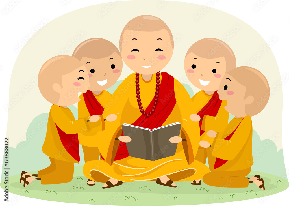 Stickman Kids Boys Monk Book Illustration Stock Vector | Adobe Stock