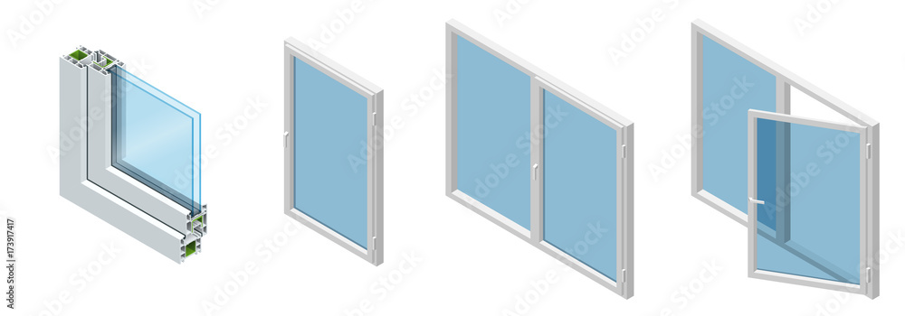 Isometric Cross section through a window pane PVC profile laminated ...