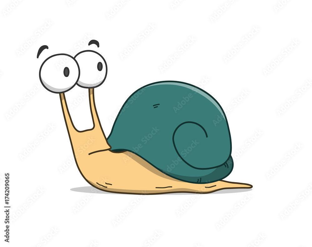 Snail Cartoon, a hand drawn vector cartoon illustration of a cute snail ...