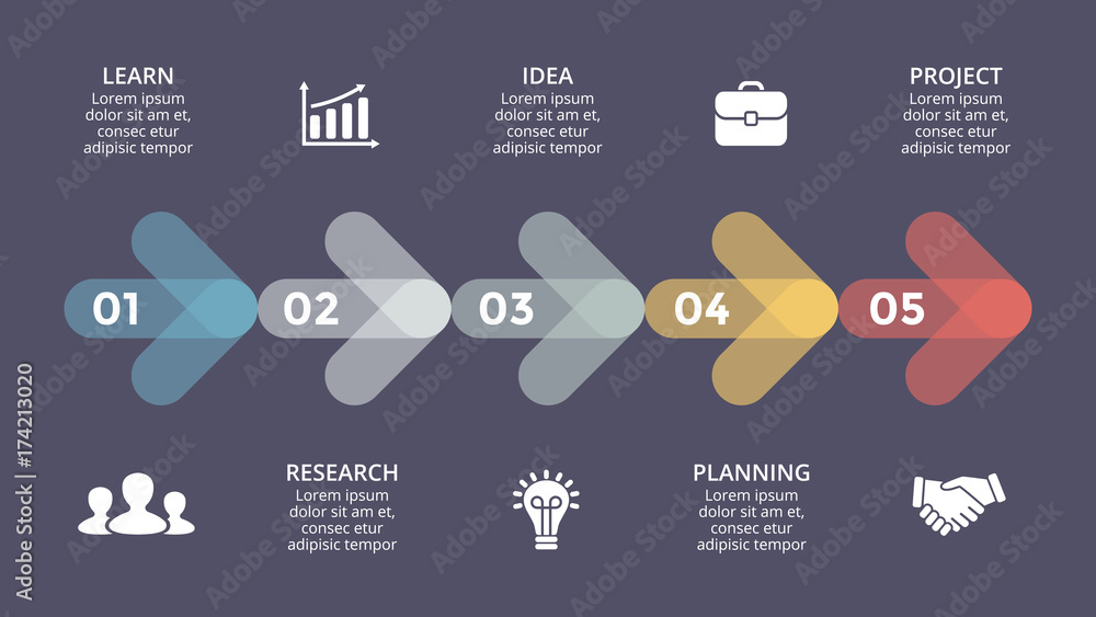 Vector arrows timeline infographic, diagram chart, graph presentation ...