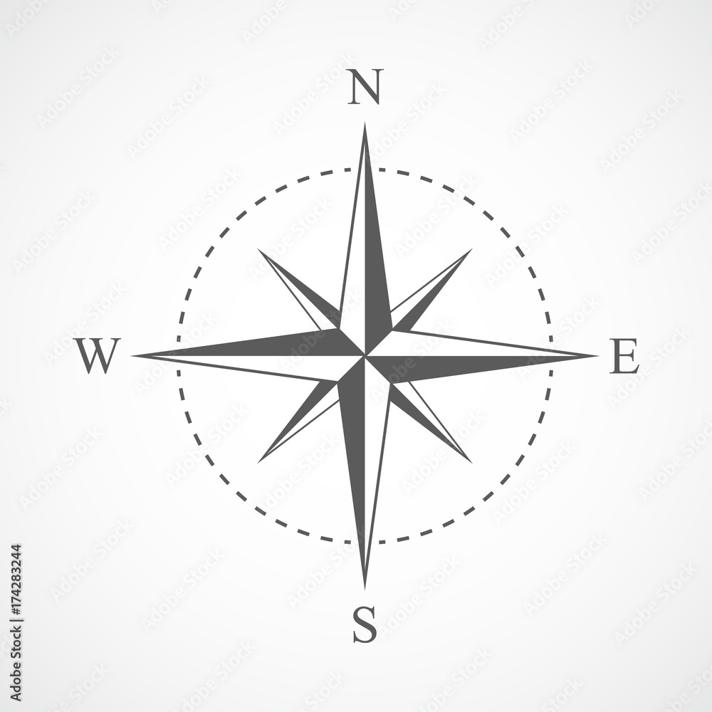 Gray compass icon. Vector illustration. Stock Vector | Adobe Stock