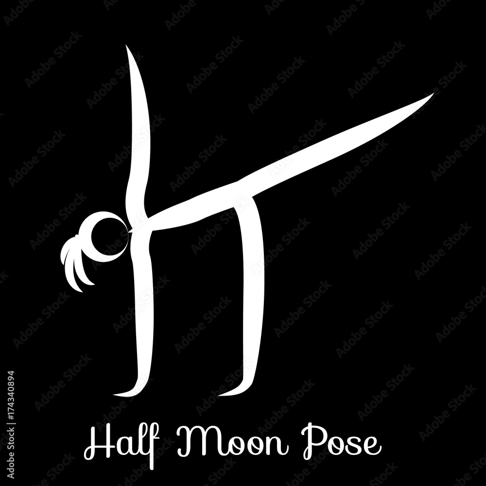 Half Moon Pose, Ardha Chandrasana. Yoga Position. Vector Silhouette ...