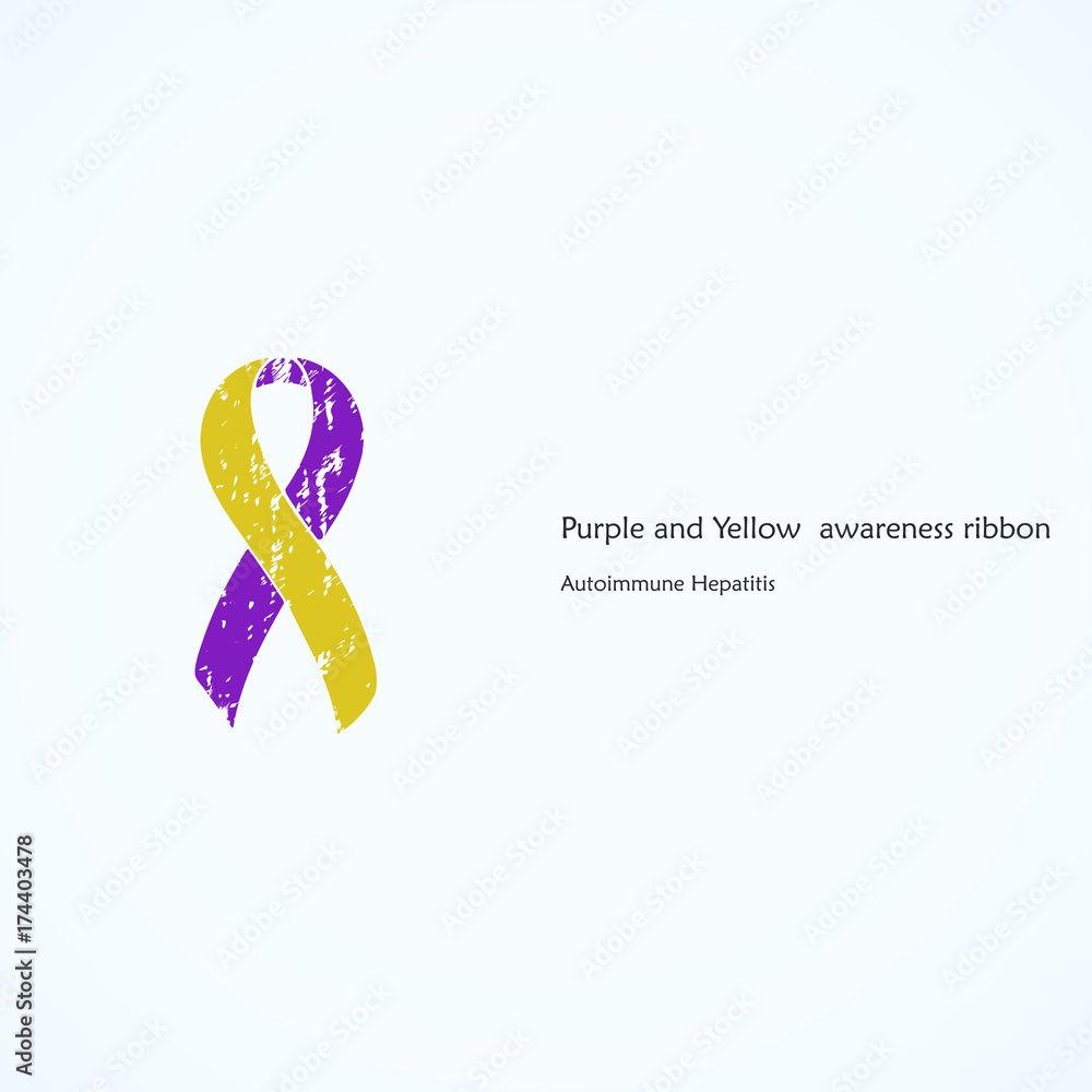 Awareness Purple and Yellow Ribbon. Painted. Autoimmune Hepatitis ...