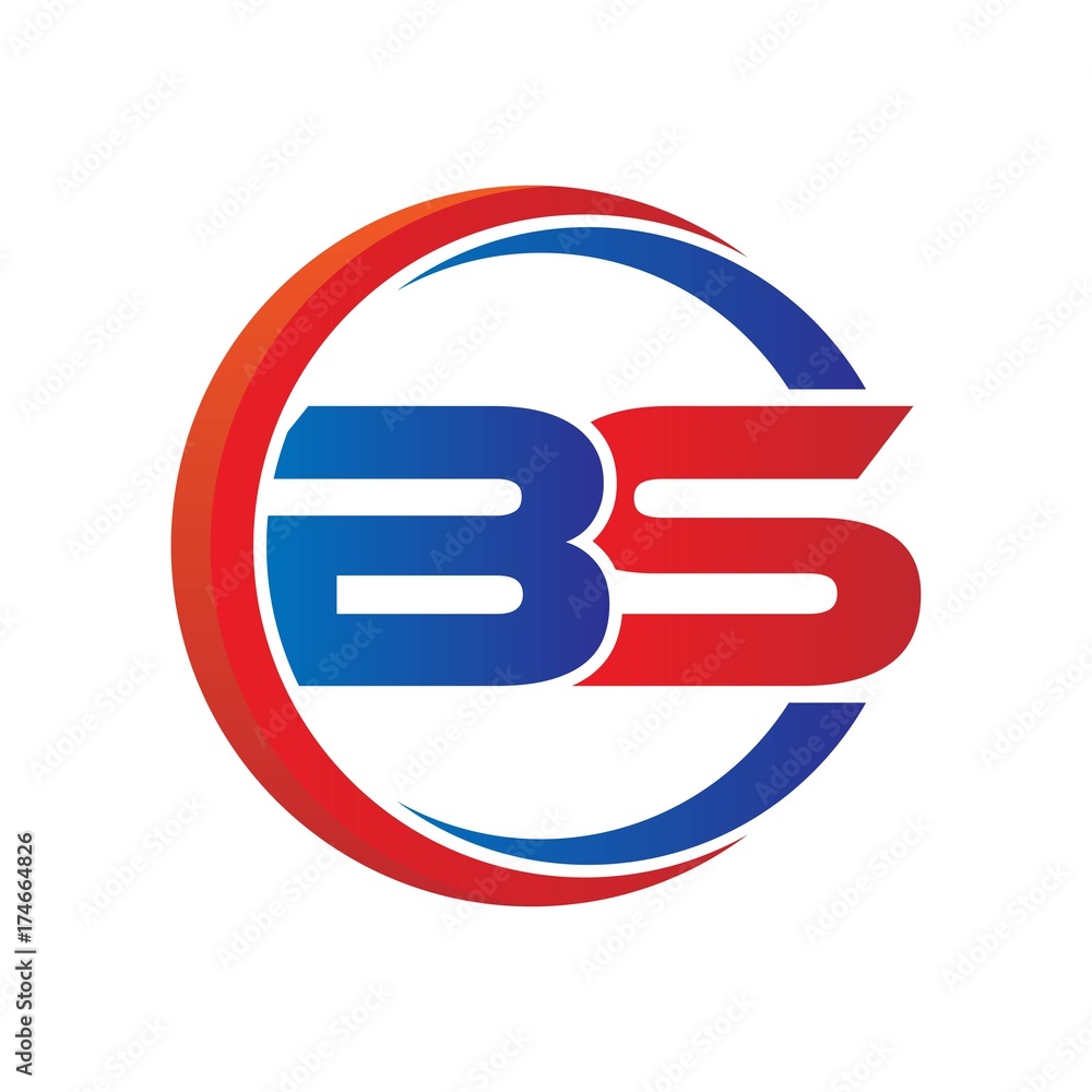 bs logo vector modern initial swoosh circle blue and red Stock Vector ...
