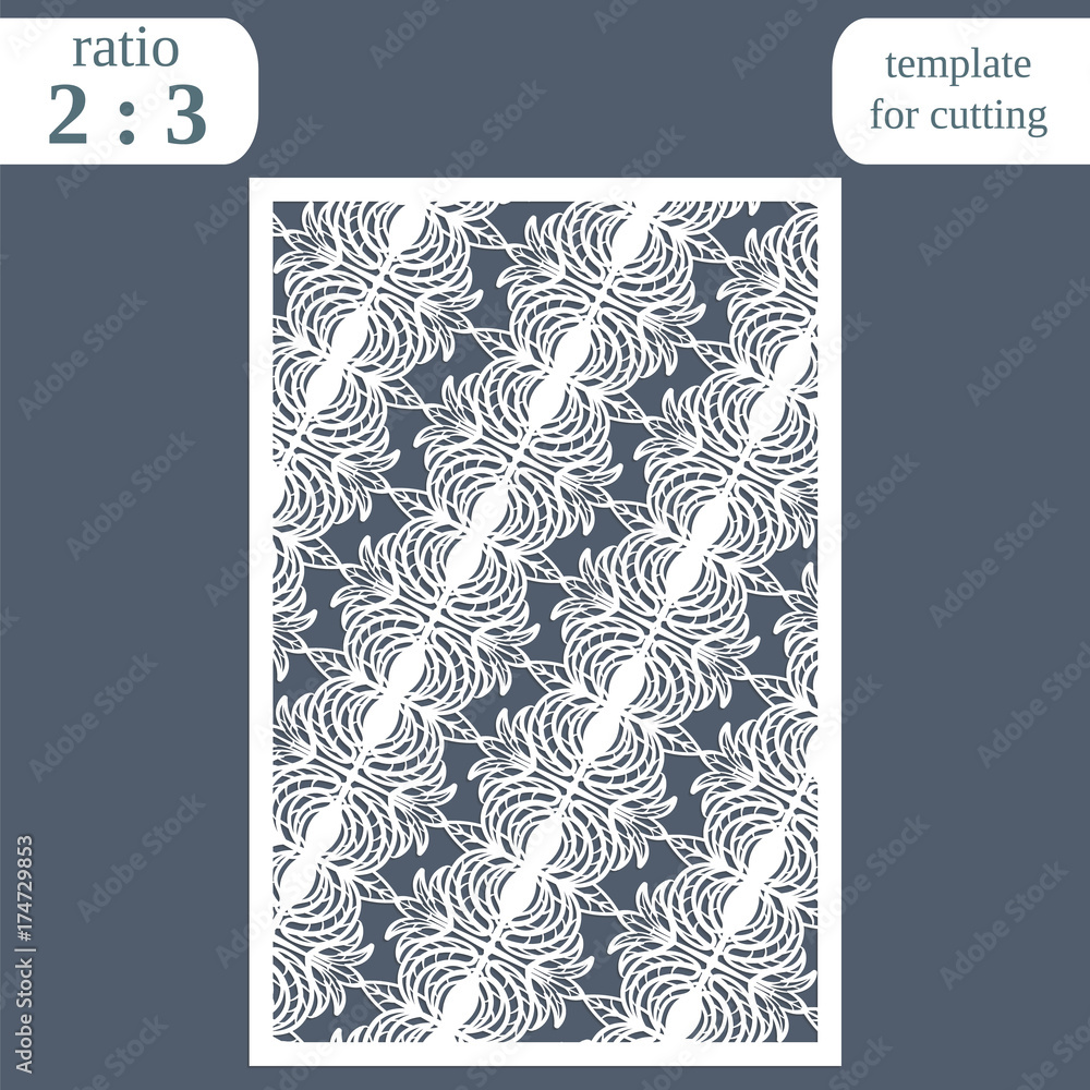 Laser cut wedding card template, paper openwork greeting card, template ...