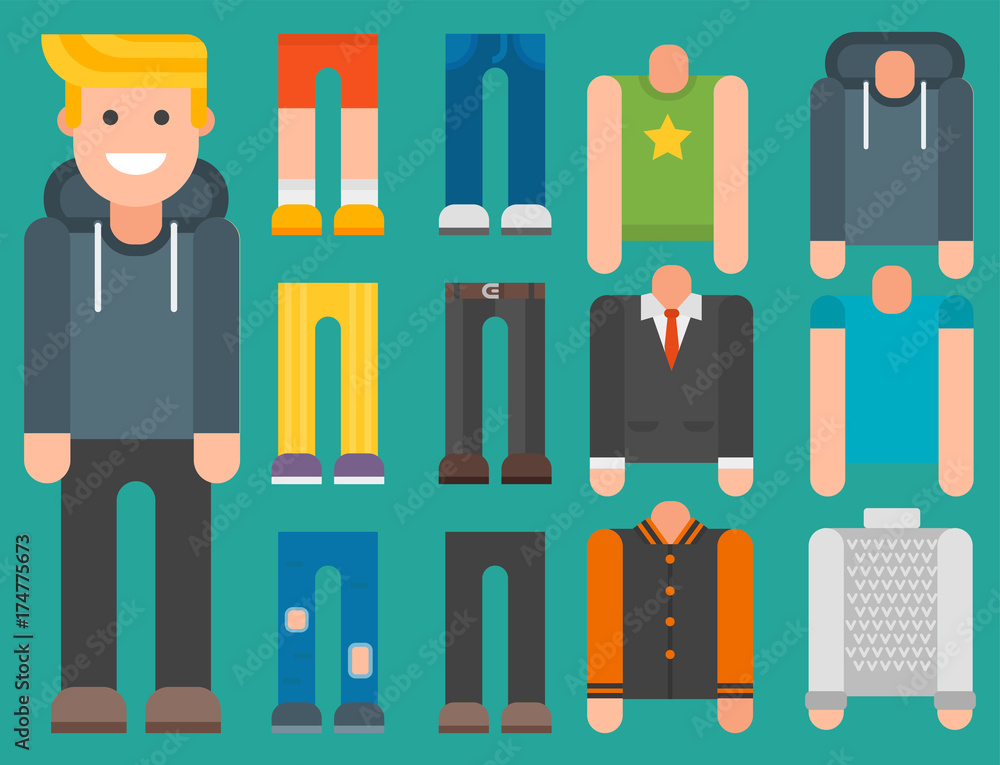 Man constructor body avatar creator vector cartoon character creation ...