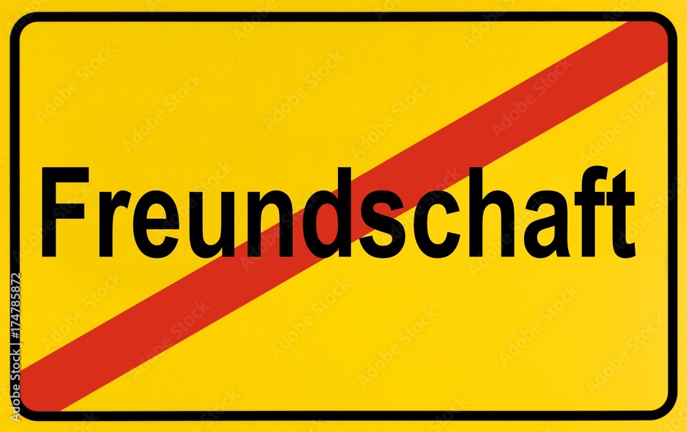 Sign city limits, symbolic image for the end of friendship Stock Photo ...