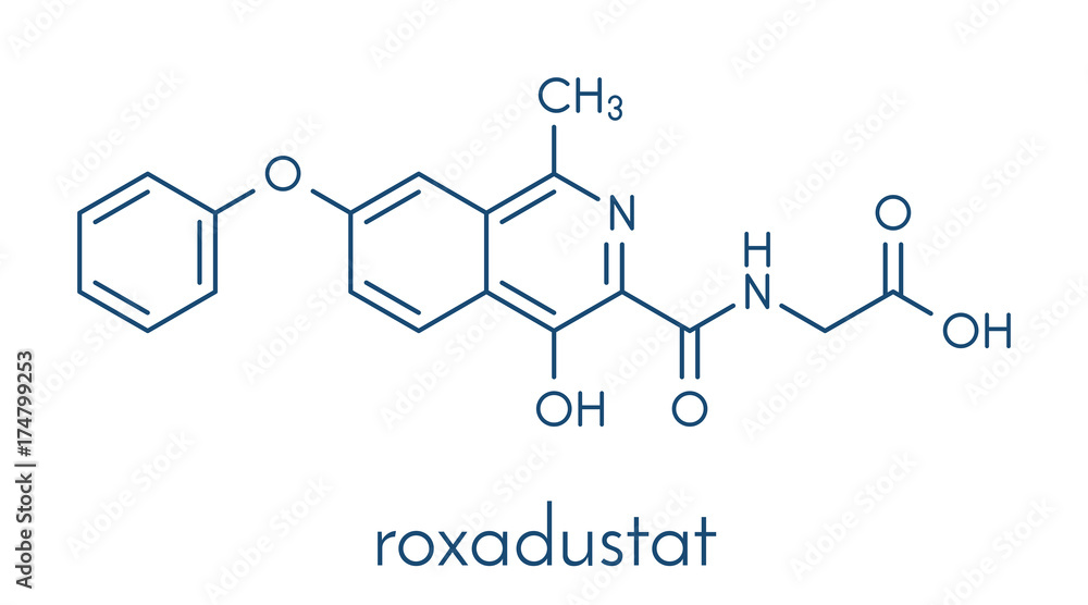 Roxadustat drug molecule. Inhibitor of hypoxia-inducible factor prolyl ...