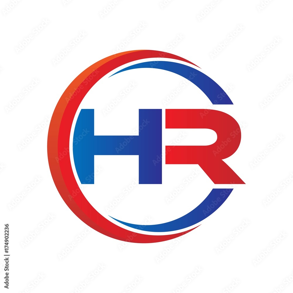 Vector de Stock hr logo vector modern initial swoosh circle blue and ...