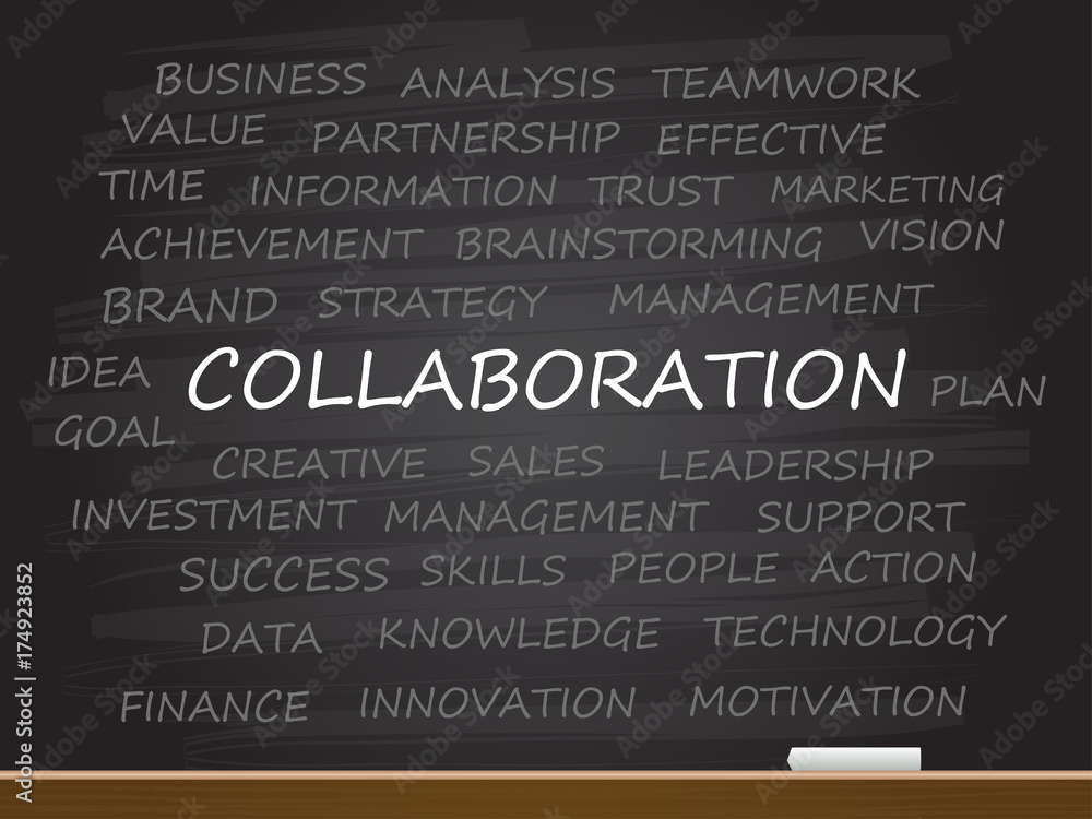 Collaboration word on chalk board with business concept. Stock Vector ...