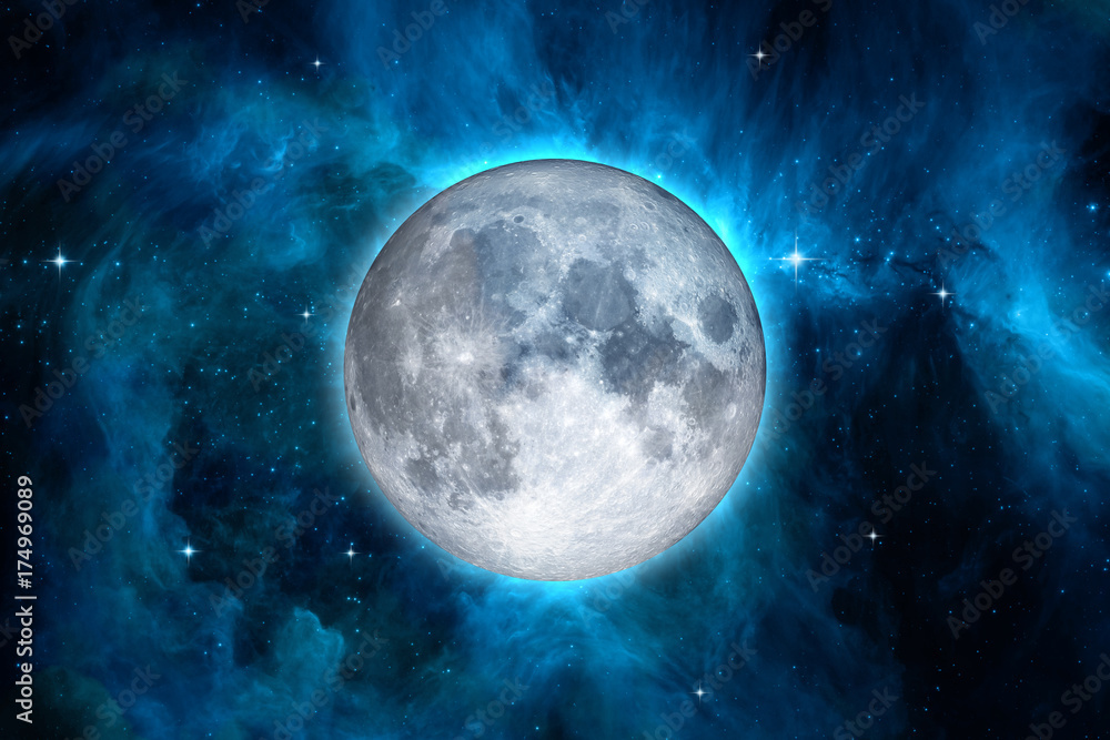 Full blue moon with star night sky background, Elements of this Image ...