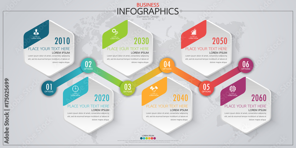 Vector de Stock Infographic business horizontal timeline process chart ...