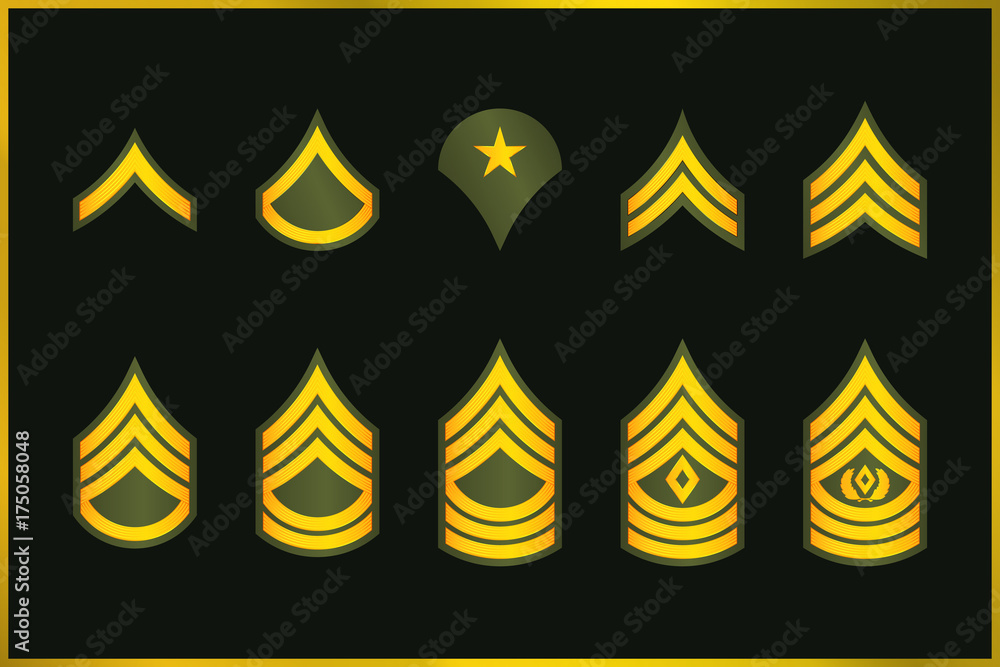 Military Ranks Stripes and Chevrons. Vector Set Army Insignia Stock ...