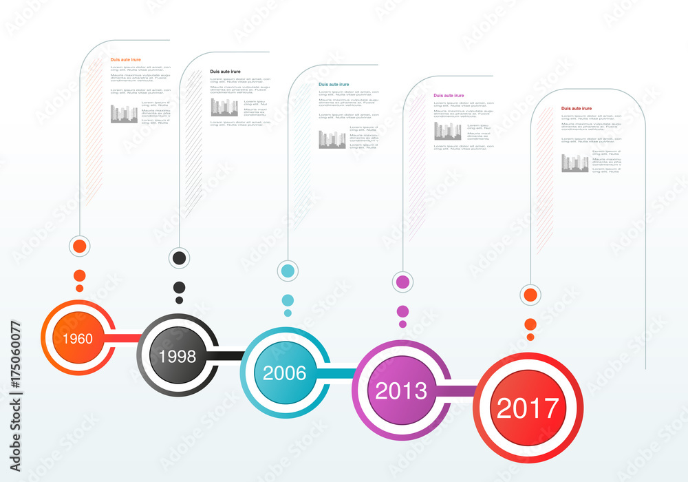 Vector infographics timeline design. Template with circular labels ...