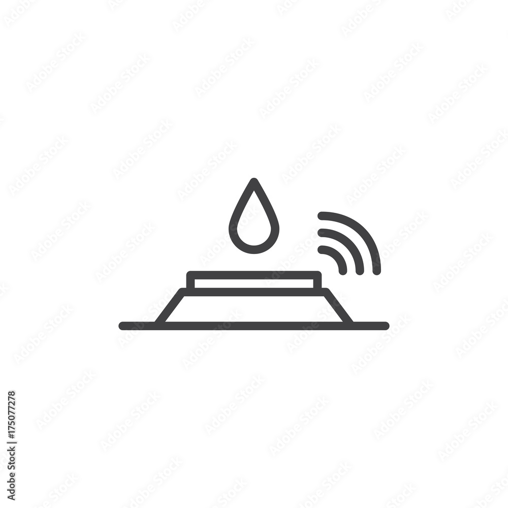 Sensor and water drop line icon, outline vector sign, linear style ...