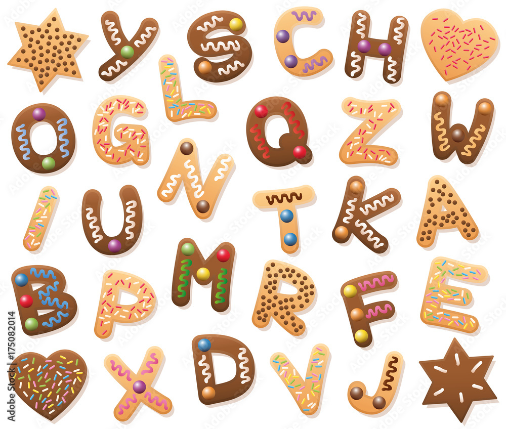Christmas cookies ABC - loosely arranged. Find all letters of the ...