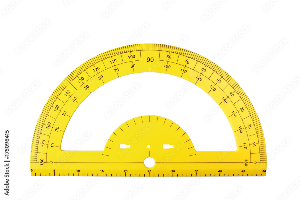 yellow school protractor isolated on a white background Stock Photo ...