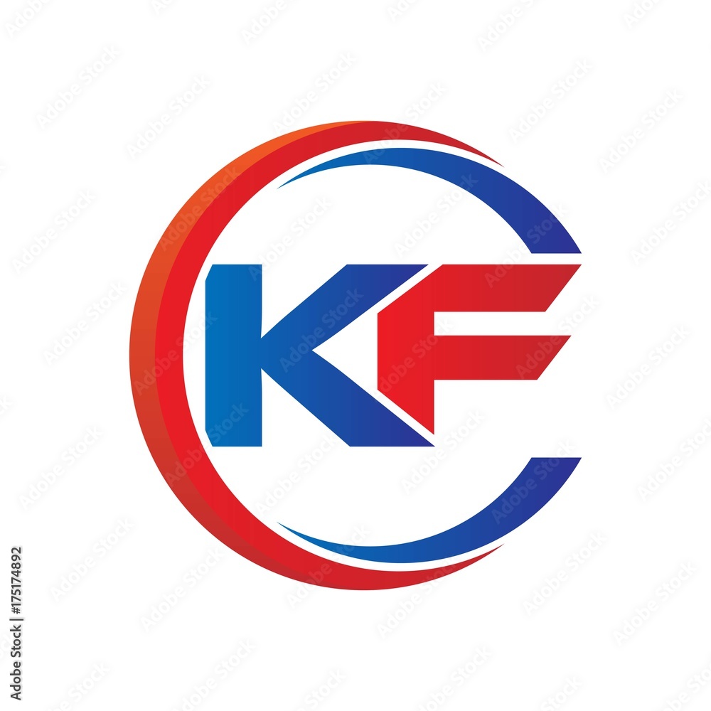 kf logo vector modern initial swoosh circle blue and red Stock Vector ...