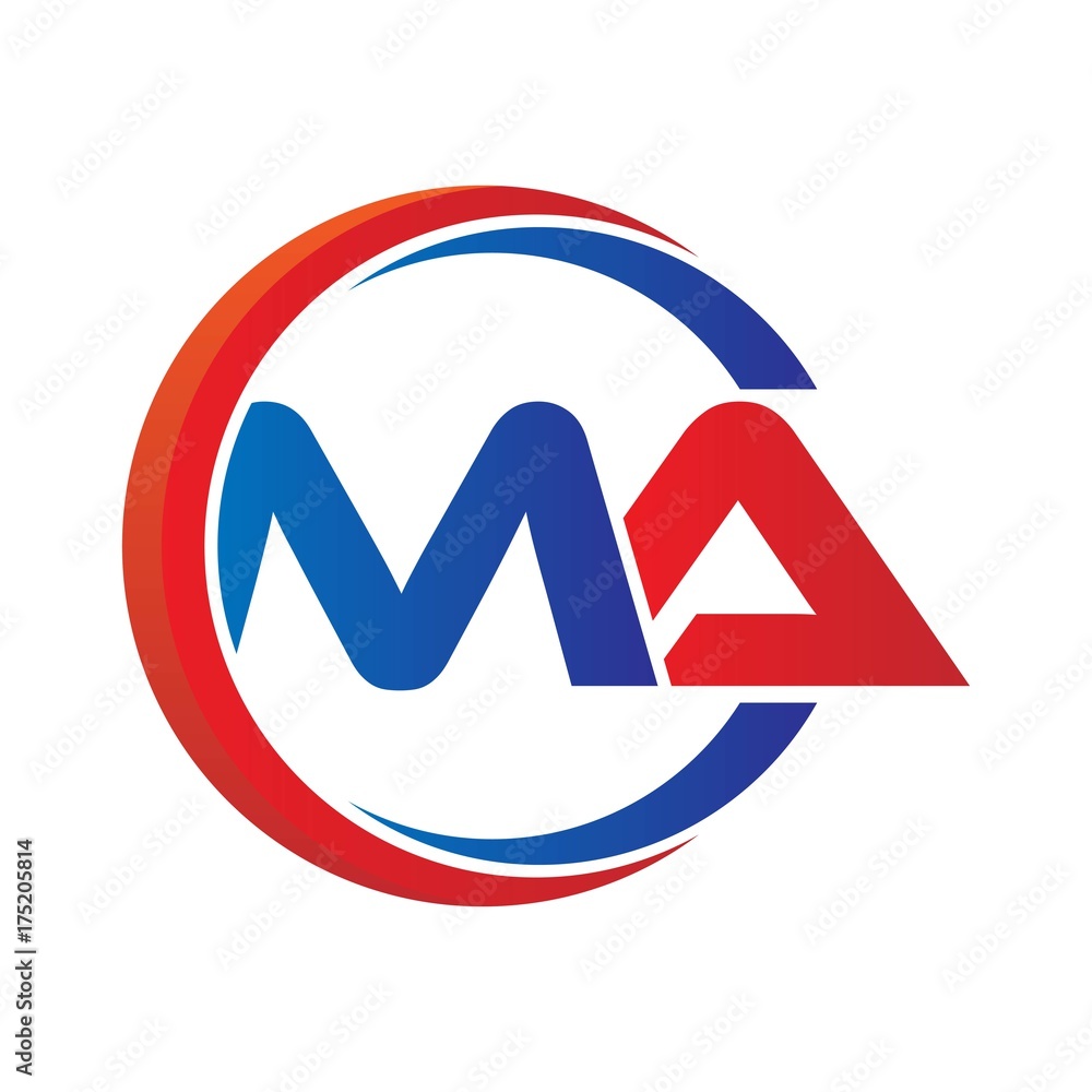 ma logo vector modern initial swoosh circle blue and red Stock Vector ...